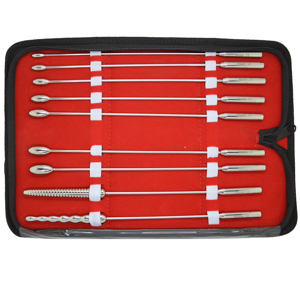 Deluxe Flat Ended Silicone Urethral Sounds Kit - 14 Sizes